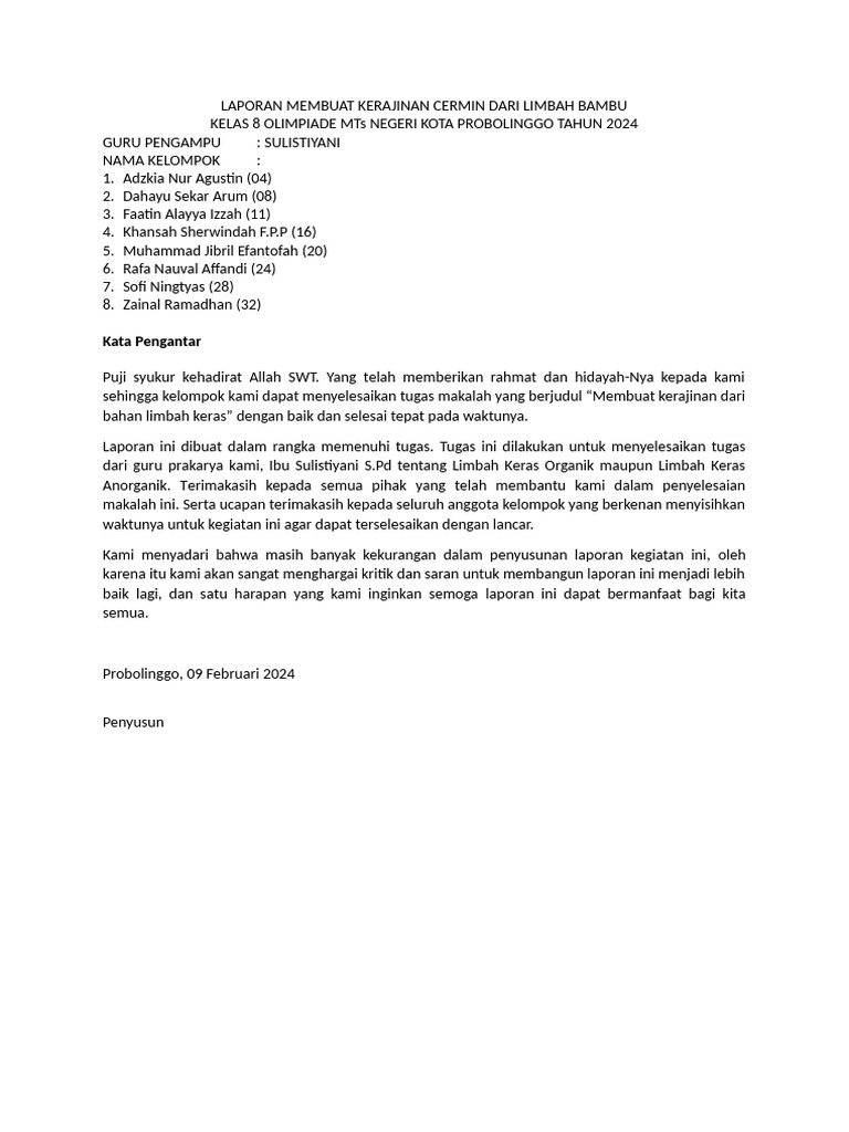 Kerajinan Cermin dari Limbah Bambu | PDF