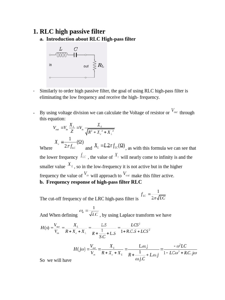 RLC Filter Types: High-Pass, Band-Pass, Band-Stop | PDF | Filter ...