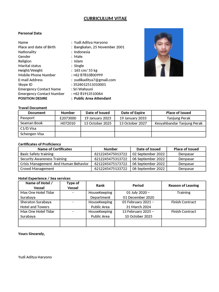 Blank CV Form | PDF