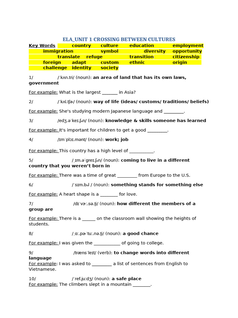 ELA Unit1 Vocab Review | PDF | Linguistics