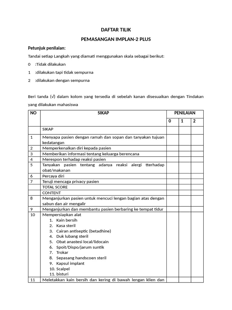 Prosedur Pemasangan Implan 2 Plus | PDF