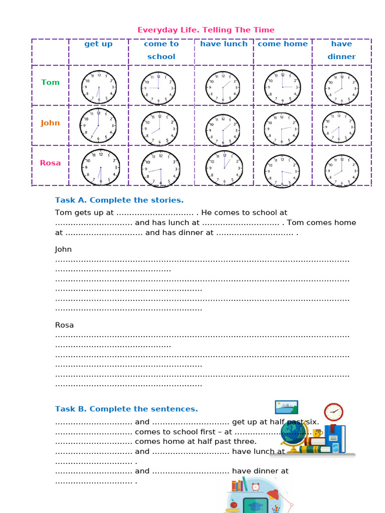 Daily Routines: Telling Time Activities | PDF