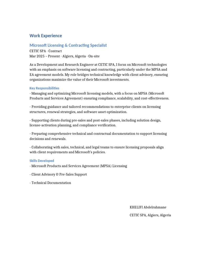 Microsoft Licensing Specialist Role Overview | PDF