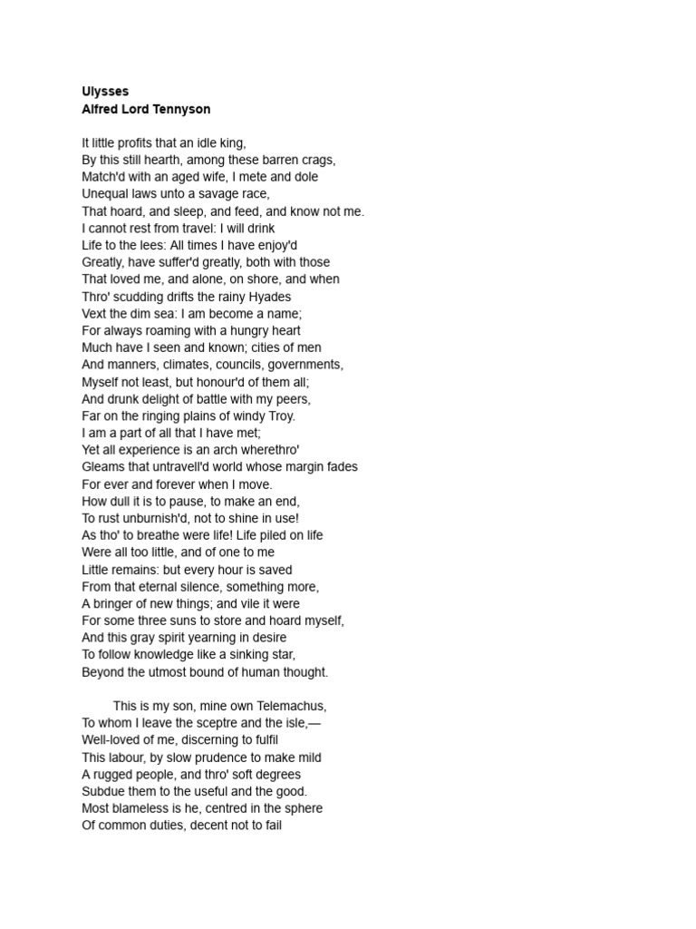 Tennyson's Ulysses: A Hero's Defiance | PDF | Odysseus | Metre (Poetry)