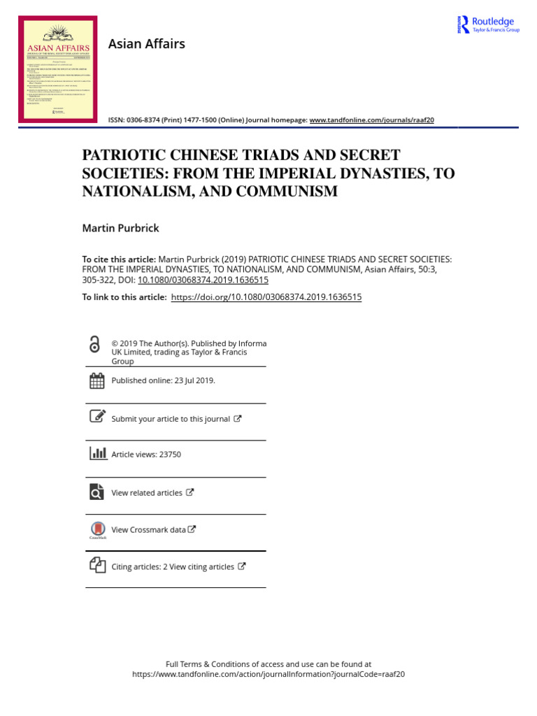 Patriotic Chinese Triads and Secret Societies From The Imperial ...