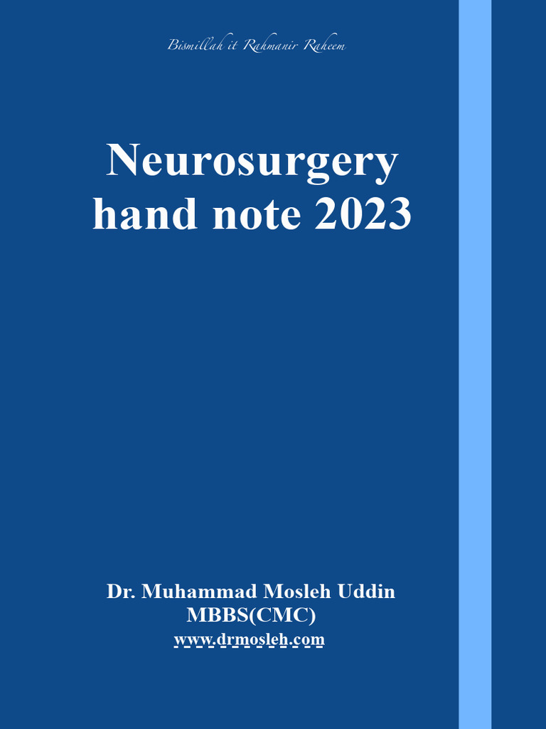 Neurosurgery Hand Note 2023 | PDF | Spinal Cord Injury | Diseases And ...