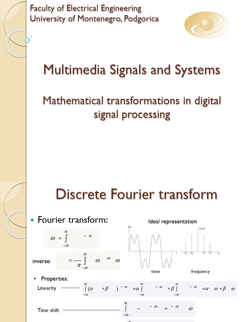 Mathematical Transformations in Digital Signal Processing | PDF | Wavelet | Discrete Fourier ...