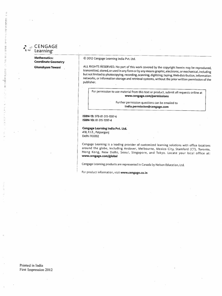 Cengage Coordinate Geometry G. Tewani - 2 | PDF