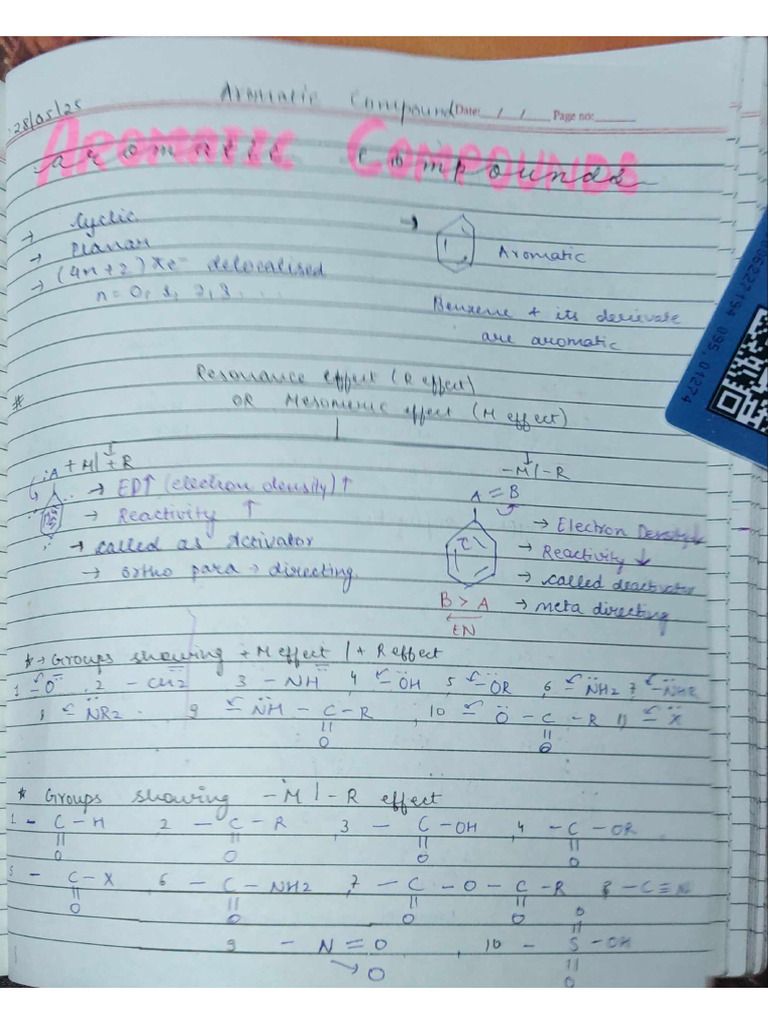 Notes of Class 12 Aromatic Hydrocarbons Cbse Class 12 Ncert, Jee Mains ...