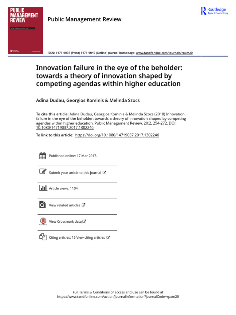 Innovation Failure in Higher Education | PDF | Innovation | Experiment