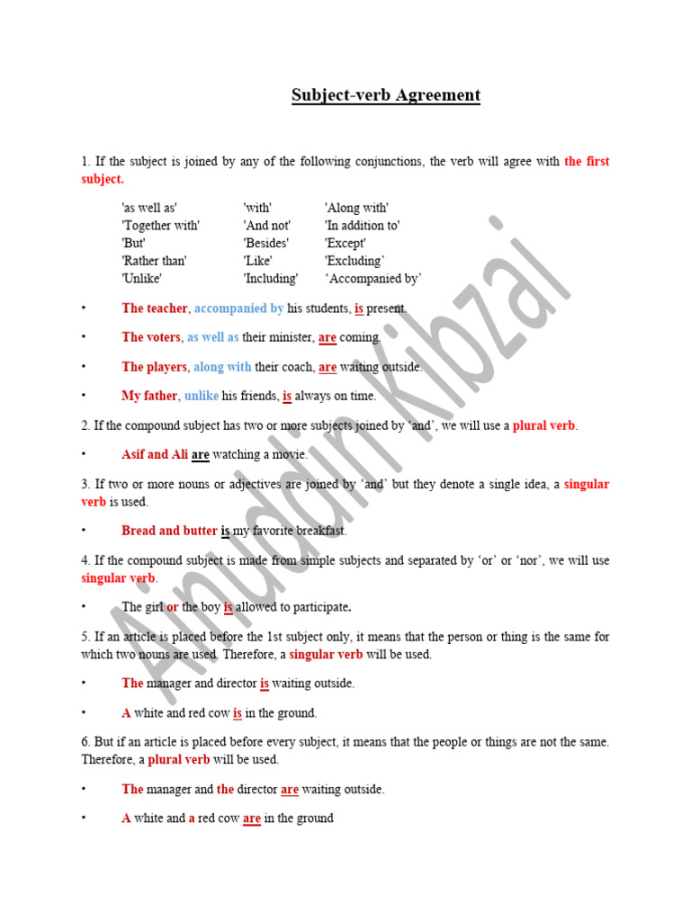Subjevt Verb Agreement | PDF | Plural | Grammatical Number