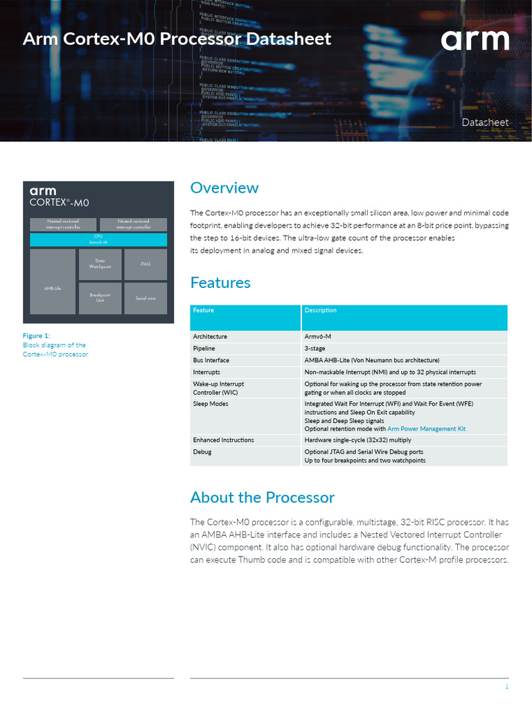 Arm Cortex-M0 Processor Datasheet | PDF | Central Processing Unit | Microcontroller