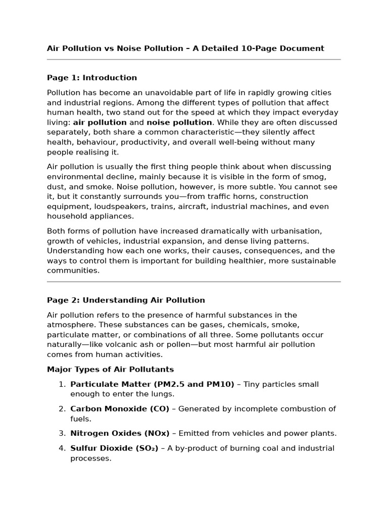 Air vs Noise Pollution: Health Impacts | PDF | Air Pollution | Particulates