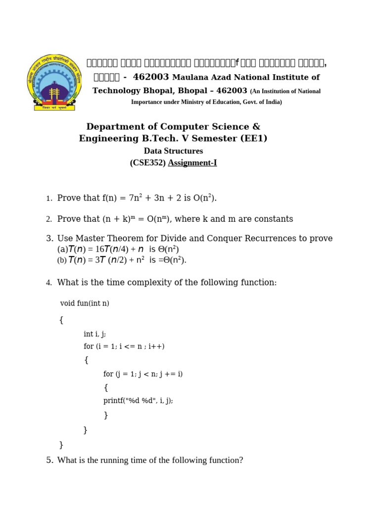 DSA Assignment 1 EE1 | PDF