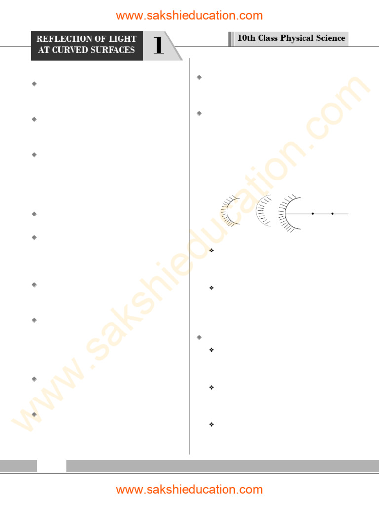 1.Reflection of Light at Curved Surfaces | PDF | Mirror | Sphere