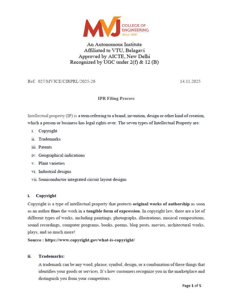 IPR - Circular and Process | PDF | Intellectual Property | Intellectual ...
