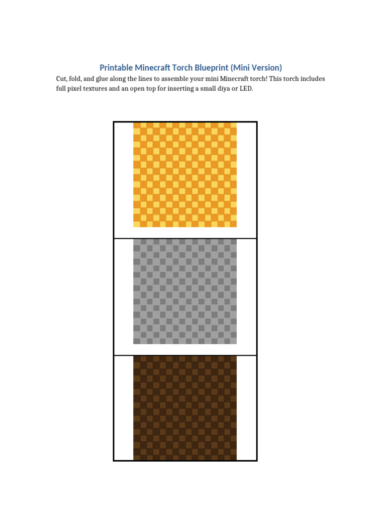 Minecraft Torch Printable Blueprint | PDF