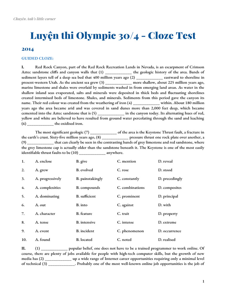 (30 - 4) Cloze Tests | PDF | Biodiversity | Vitamin