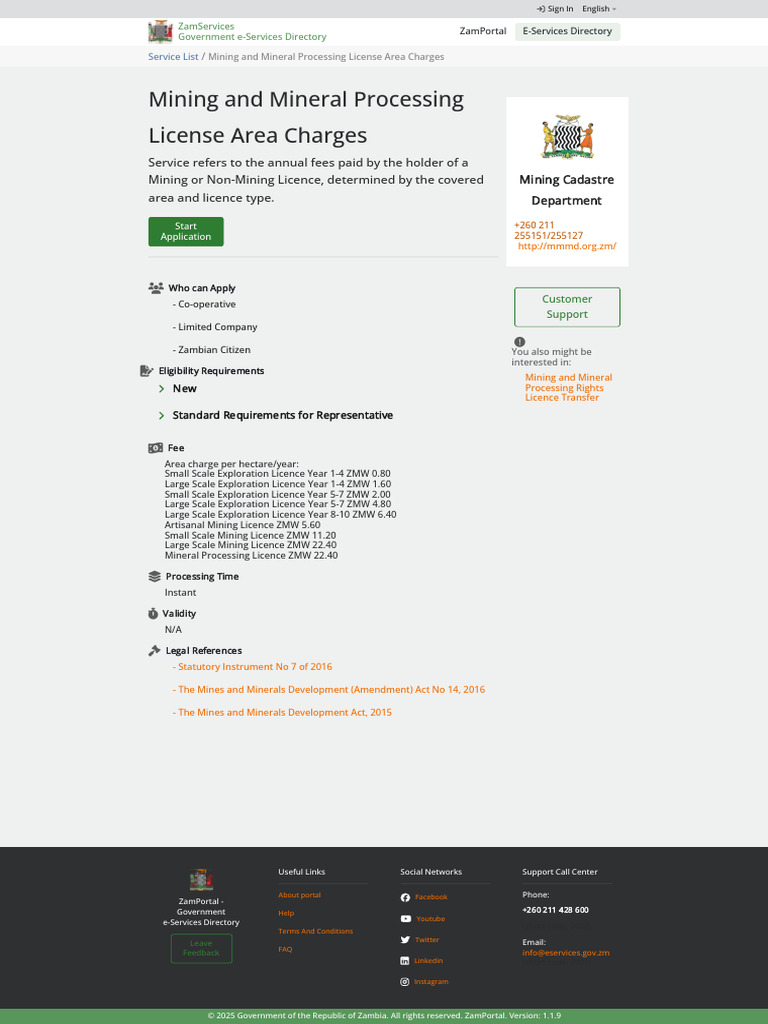 Zambia Mining License Fees Guide | PDF | License