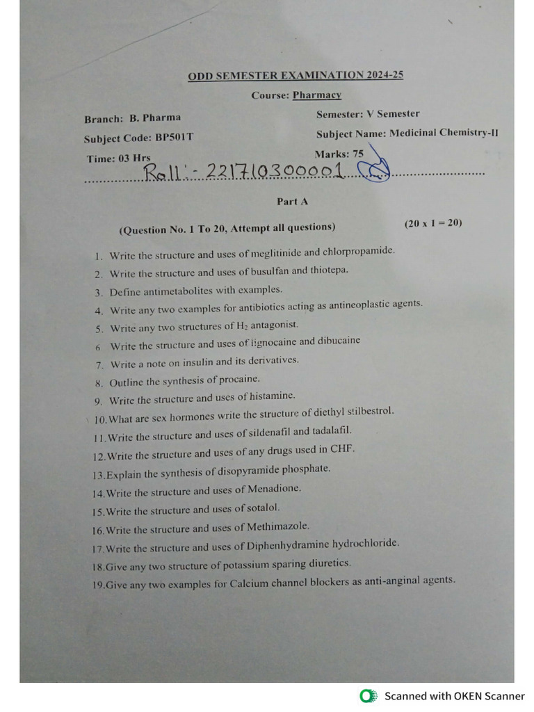 5th Semester Final Exam Question Paper | PDF
