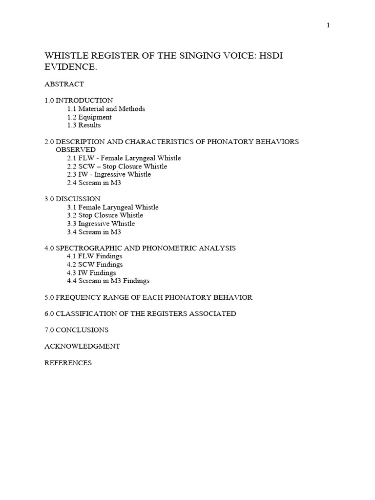 Whistle Register of The Singing Voice Hsdi Evicen 250911 004929 | PDF ...