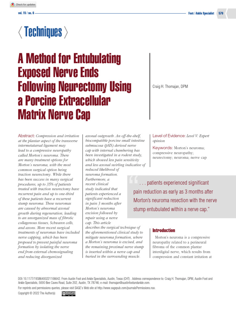 Thomajan 2022 A Method For Entubulating Exposed Nerve Ends Following ...