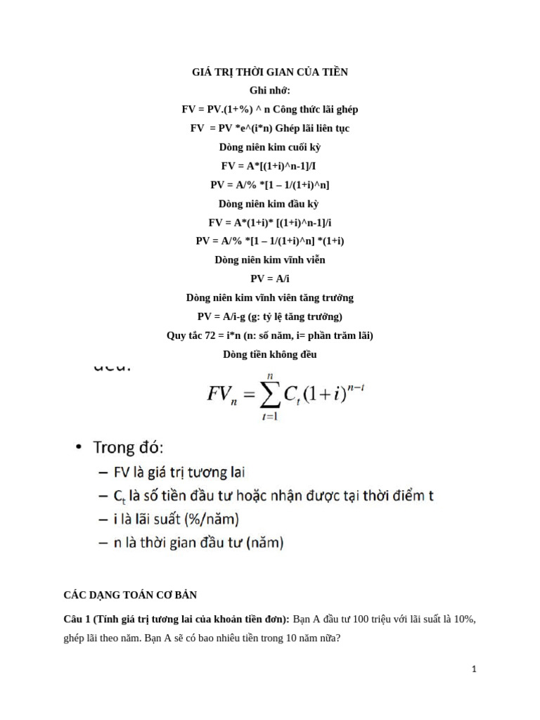 Chuong 3.1.1 - Bài Tập GTTG Của Tiền - V2.0 Full BT | PDF