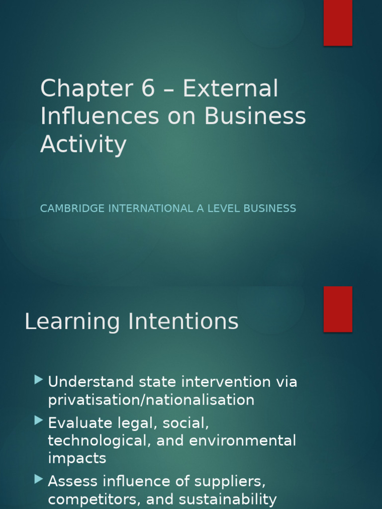 External Influences on Business Activity | PDF | Corporate Social ...
