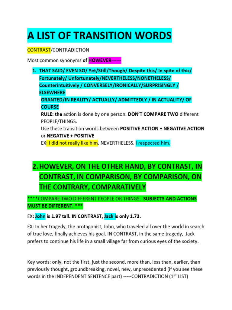 Transitions List Updated | PDF