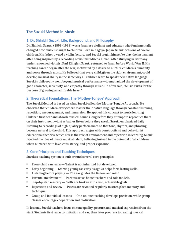 Suzuki Method in Music Expanded | PDF | Learning | Cognition