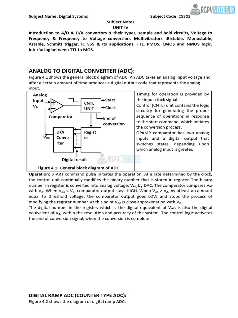 Unit 4 - Digital Systems - WWW - Rgpvnotes.in | PDF | Analog To Digital ...