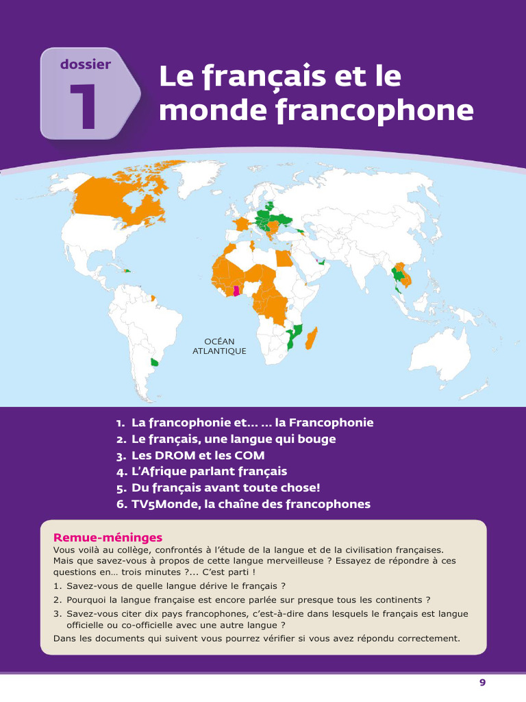 Le français et la francophonie mondiale | PDF | Langue française | la ...