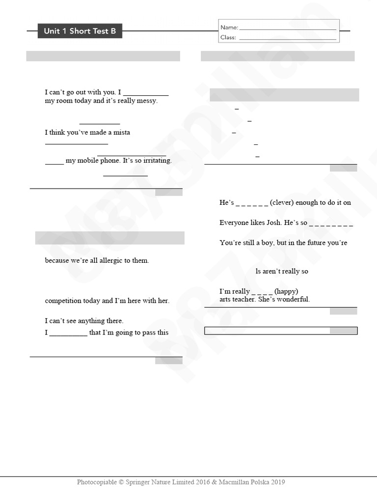 Checkpoint B1+ Unit 1 Short Test B | PDF | Language Families | Language ...