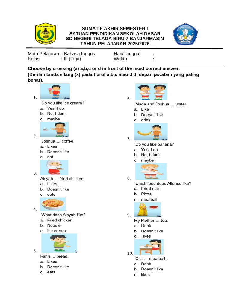 Soal Bahasa Inggris Sumatif Akhir Kelas 3 Semester 1 | PDF | Chess Openings | Chess