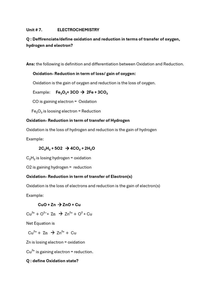Unit7 ELECTROCHEMISTRY | PDF | Corrosion | Redox