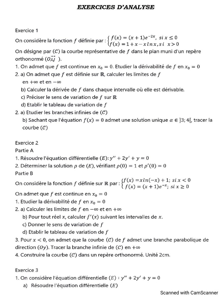 Exercices D'Analyse | PDF