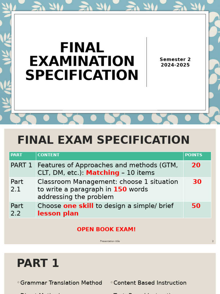 Final Test Specification 2 | PDF