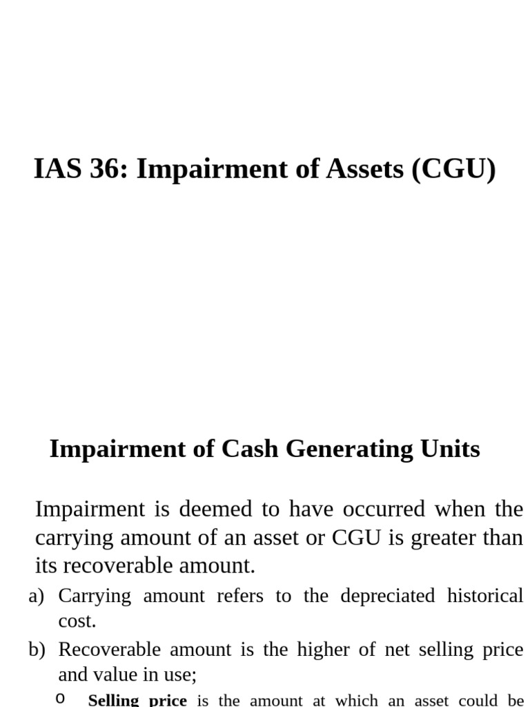 IAS 36 Impairment of Assets 25 | PDF | Goodwill (Accounting) | Depreciation