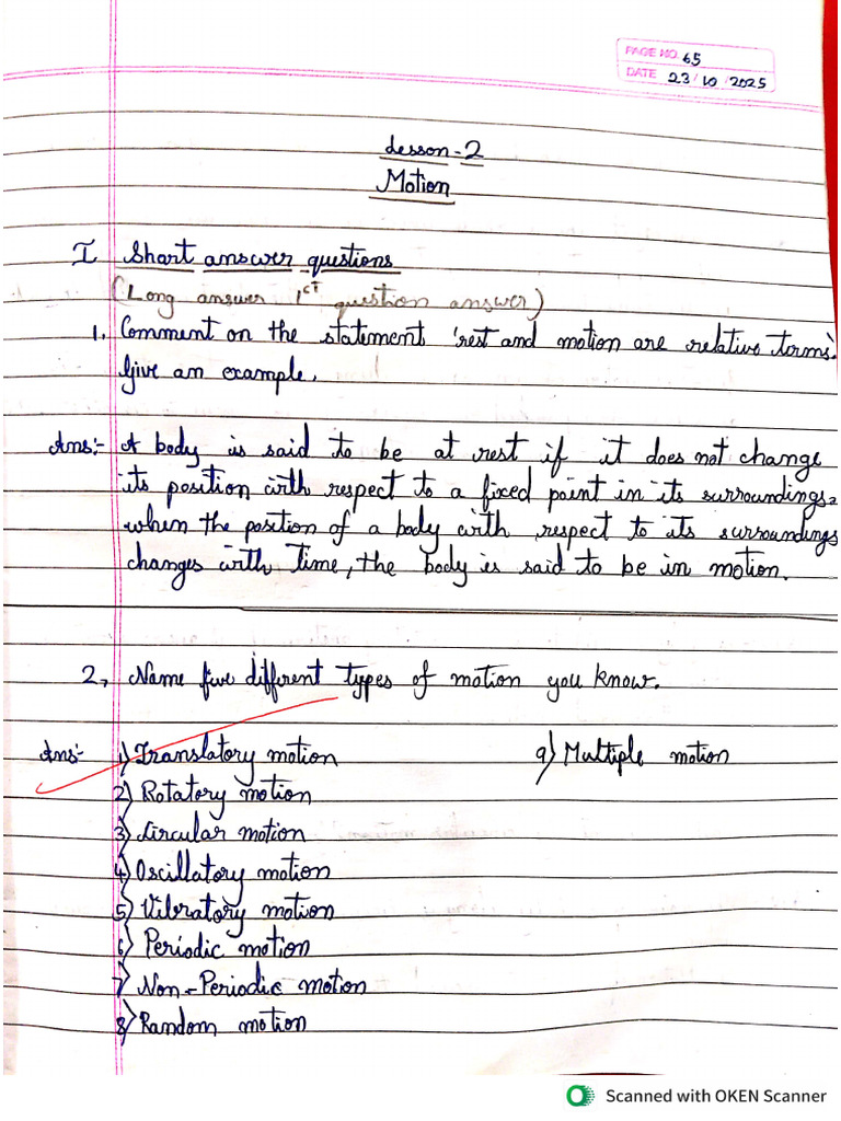 PHYSICS Lesson-2 Motion | PDF