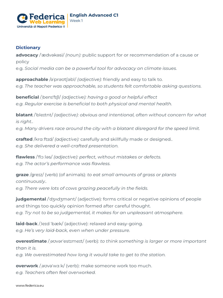 Dictionary Week 1 | PDF | Linguistics