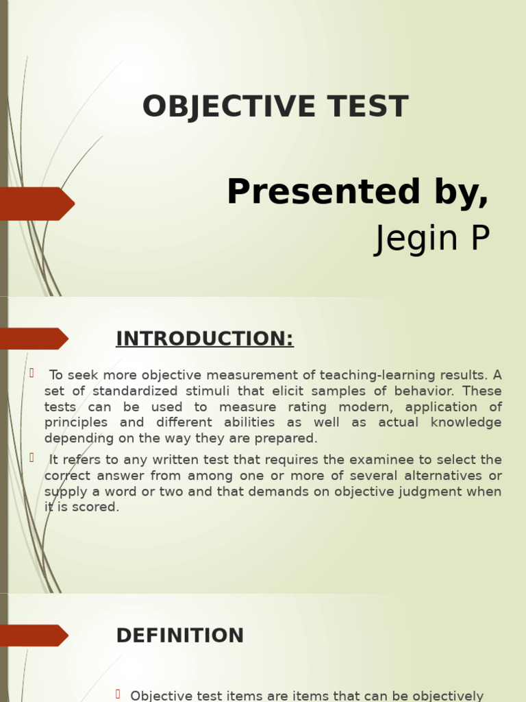 Understanding Objective Tests in Education | PDF | Multiple Choice ...