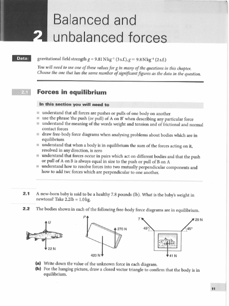 02-Balanced and Unbalanced Forces | PDF