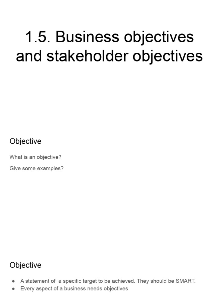 1.5. Business Objectives and Stakeholder Objectives | PDF | Corporate ...