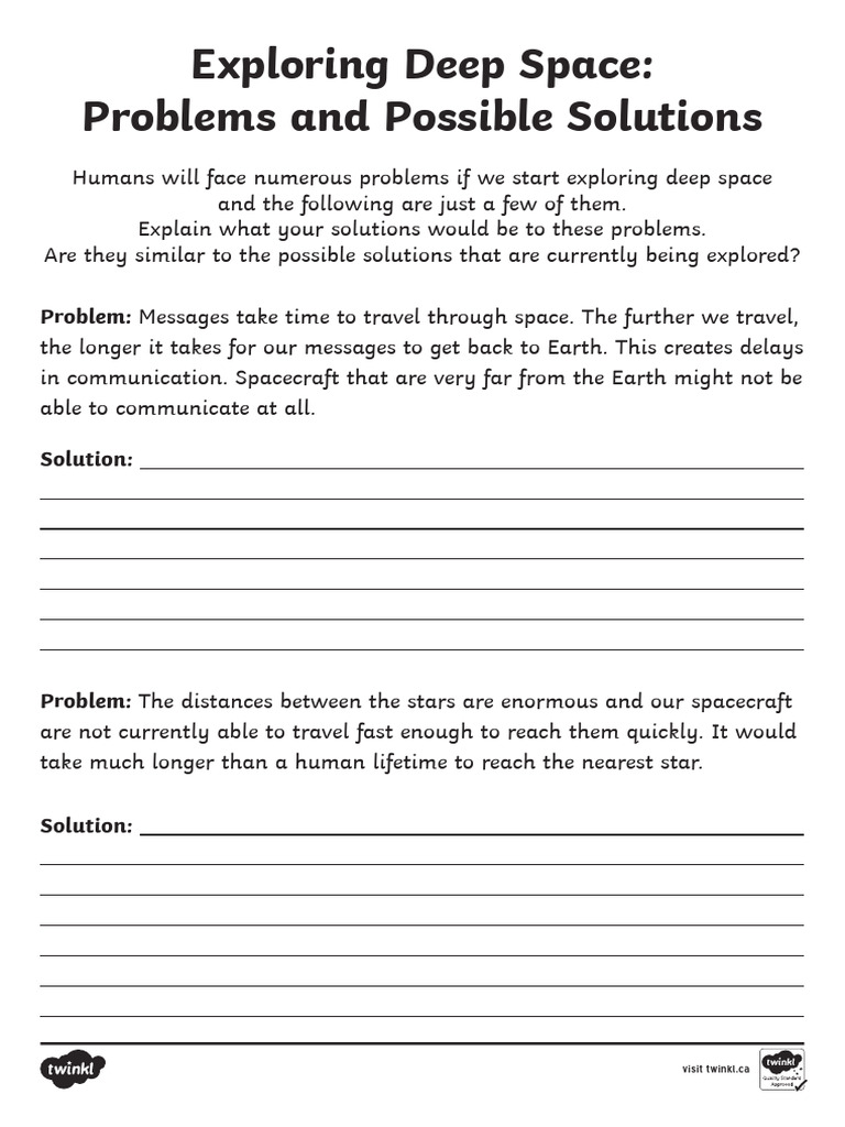 CA SC 62 Exploring Deep Space Problems and Possible Solutions Activity ...
