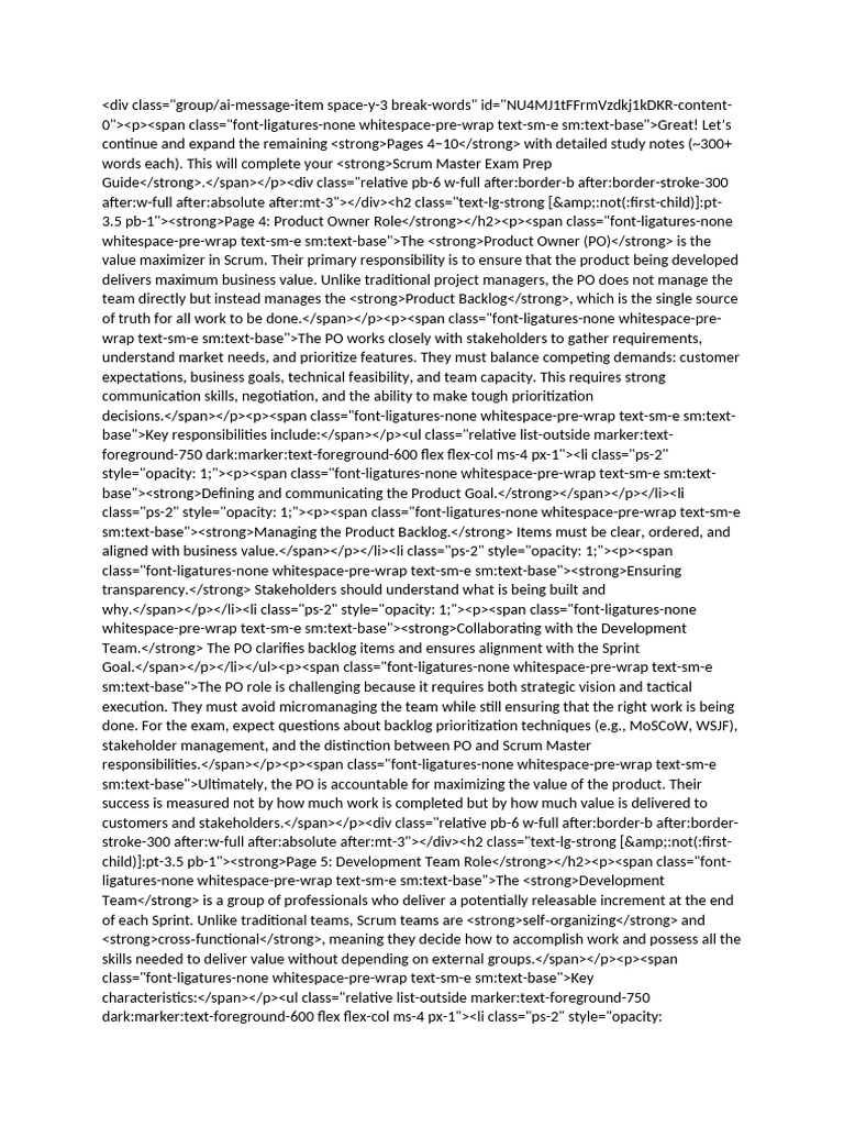 SAFE Scrum Master 6 Document 2 Questions | PDF | Scrum (Software ...