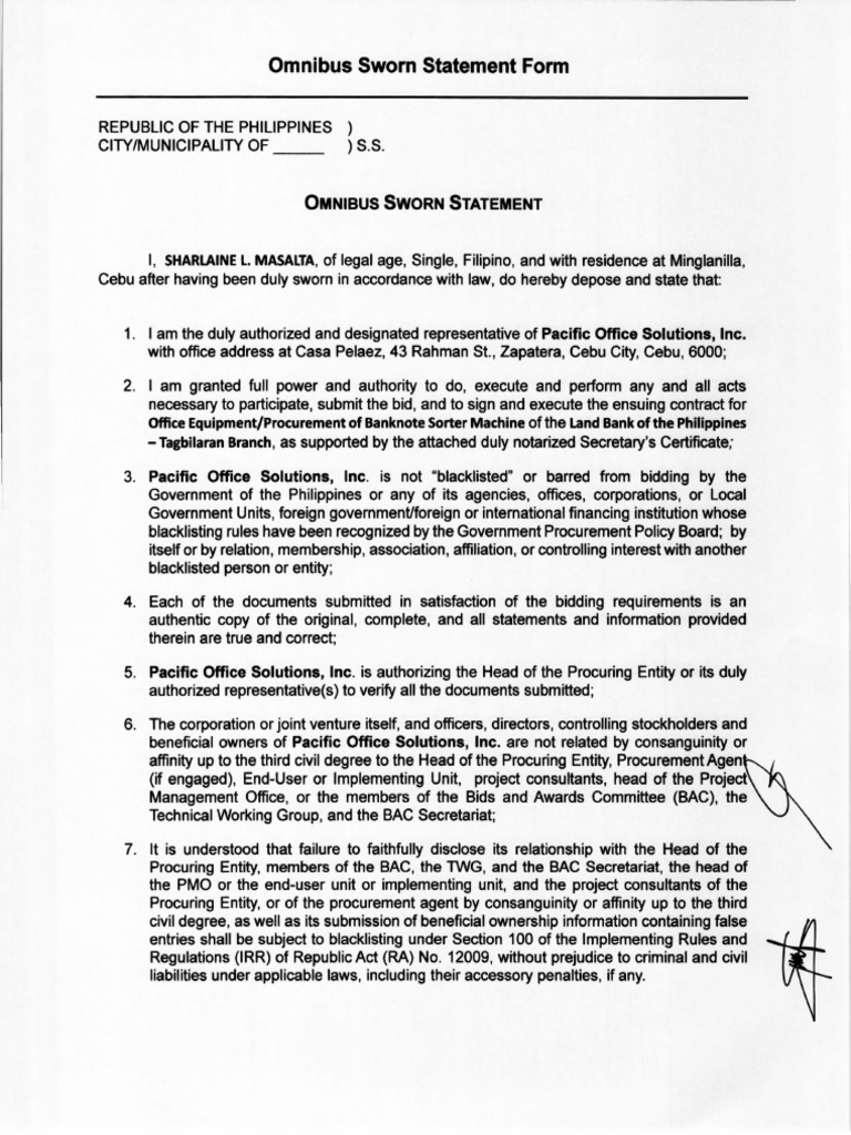 Omnibus Sworn Statement | PDF