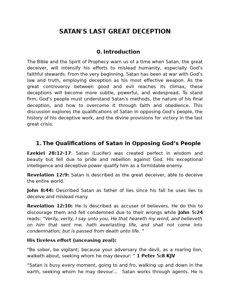 Understanding Satan's Final Deception | PDF | Miracle | Serpents In The ...