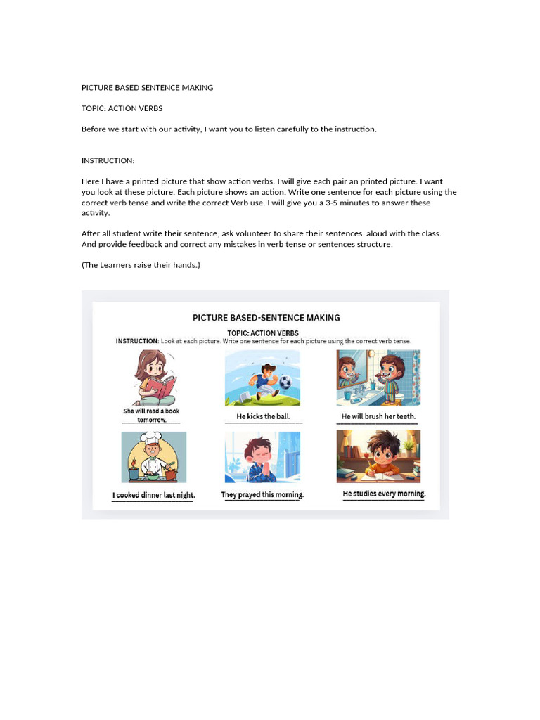 Picture Based Sentence Making | PDF