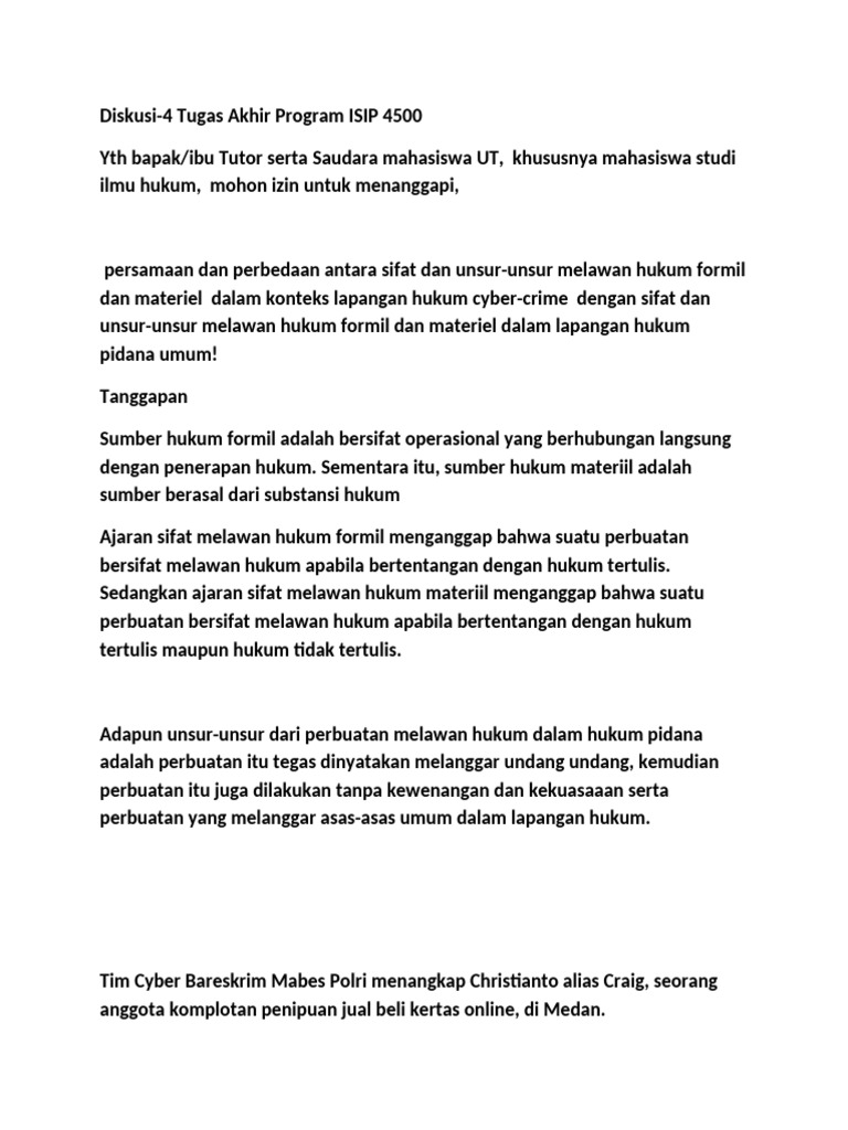Diskusi 4 A. Tugas Akhir Program ISIP 4500 | PDF