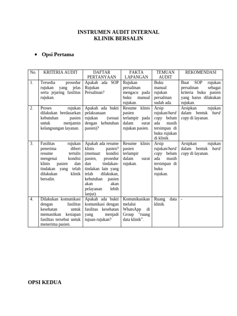 Instrumen Audit Internal | PDF